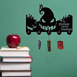 Nightmare Before Christmas Key Hooks-Jack Skellington Wall Hooks Heavy Duty 20LB(Max),Jack Wall Décor,Wood Coat Hooks, Key Holder,Key Hanger for Wall、Entryway and Kitchen