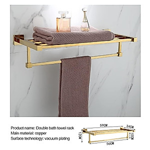 Towel Racks Towel Rail for Bathroom,Brass Hand Towel Holder Bar Wall Mounted Hand Towel Bar Bathroom Towel Holder Kitchen Dish Cloths Hanger/Glass Dressing Table/a (Color : Bath Towel Holder, Size :