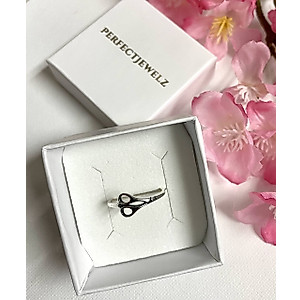 PERFECTJEWELZ Scissors Ring 925 Sterling Silver 8mm Casual Band Size 4