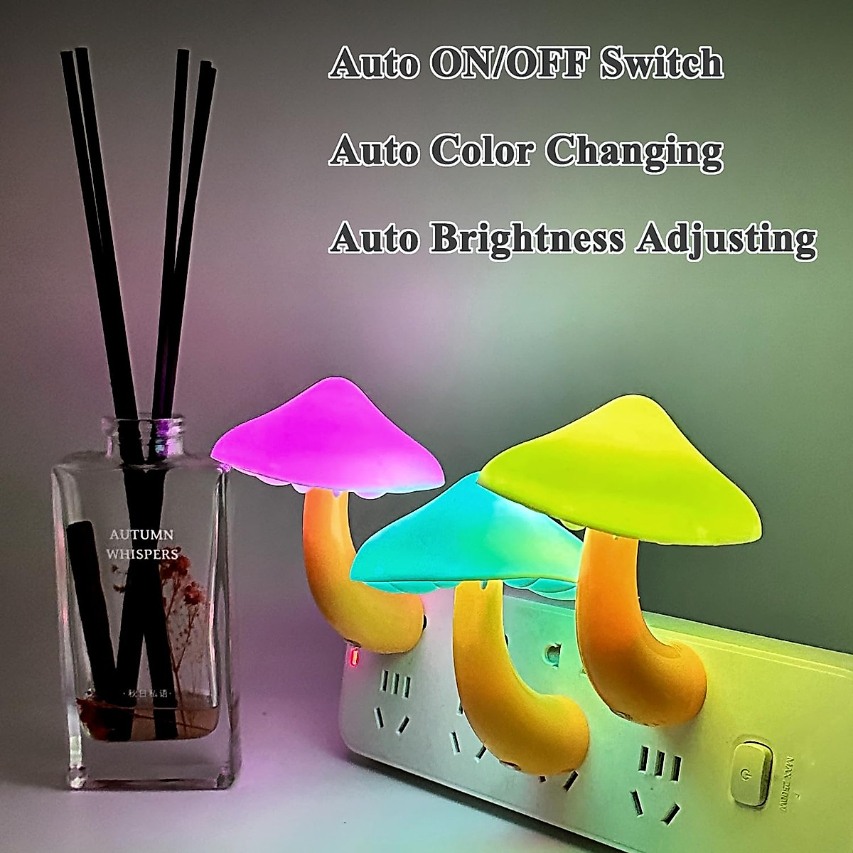 Kazgroth Sensor LED Night Light, Color Changing Mushroom Night Light Plug-in Wall Based Lamp, Gift for Kids Adults, Cute Mushroom Nursery Light for Bedroom, Bathroom, Kitchen, Hallway and Stairs