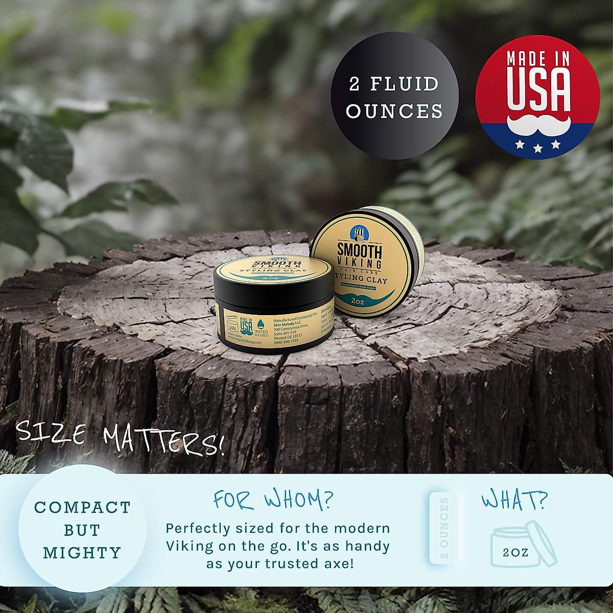 Smooth Viking Hair Clay for Men - Strong Hold, Clay Pomade, Hair Paste, Styling Clay with Matte Finish, Made in USA, 2oz