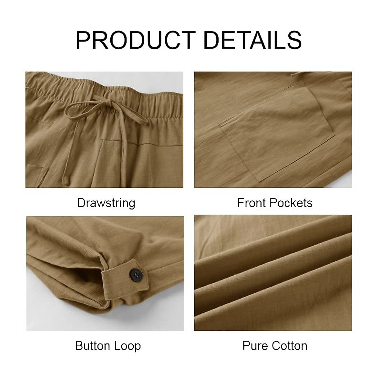 Gafeng Mens Linen Harem Capri Pants Drawstring 3/4 Shorts Casual Beach Yoga Hippie Thai Pants