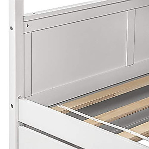 MERITLINE Full Over Full Bunk Bed for Kids Teens, Detachable Wood Full Bunk Bed Frame with Trundle