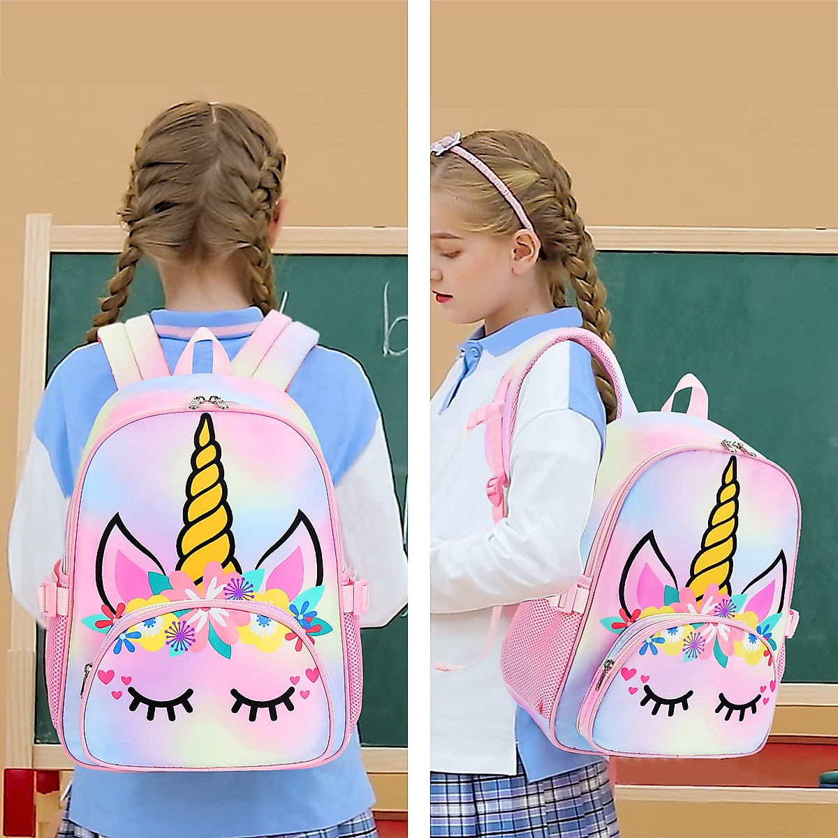 Backpack for Kids Girls Preschool Kindergarten Bookbag Set with Lunch Box Toddler School Bag