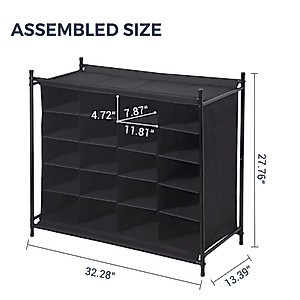STO STO Shoe Rack Organizer, 5-Tier 20 Pairs Free Standing Stackable Shoe Rack Cubby for Entryway, Closet and Hallway, Black