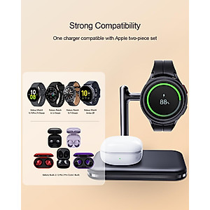 MAKAQI 2 in 1 Charger Stand for Samsung Watch and Earbuds, Foldable Charging Dock Compatible With Galaxy Watch 7/6 Classic/5/5 Pro/5 Classic/4/3/Active 2/1 & Galaxy Buds 2/2Pro/Live