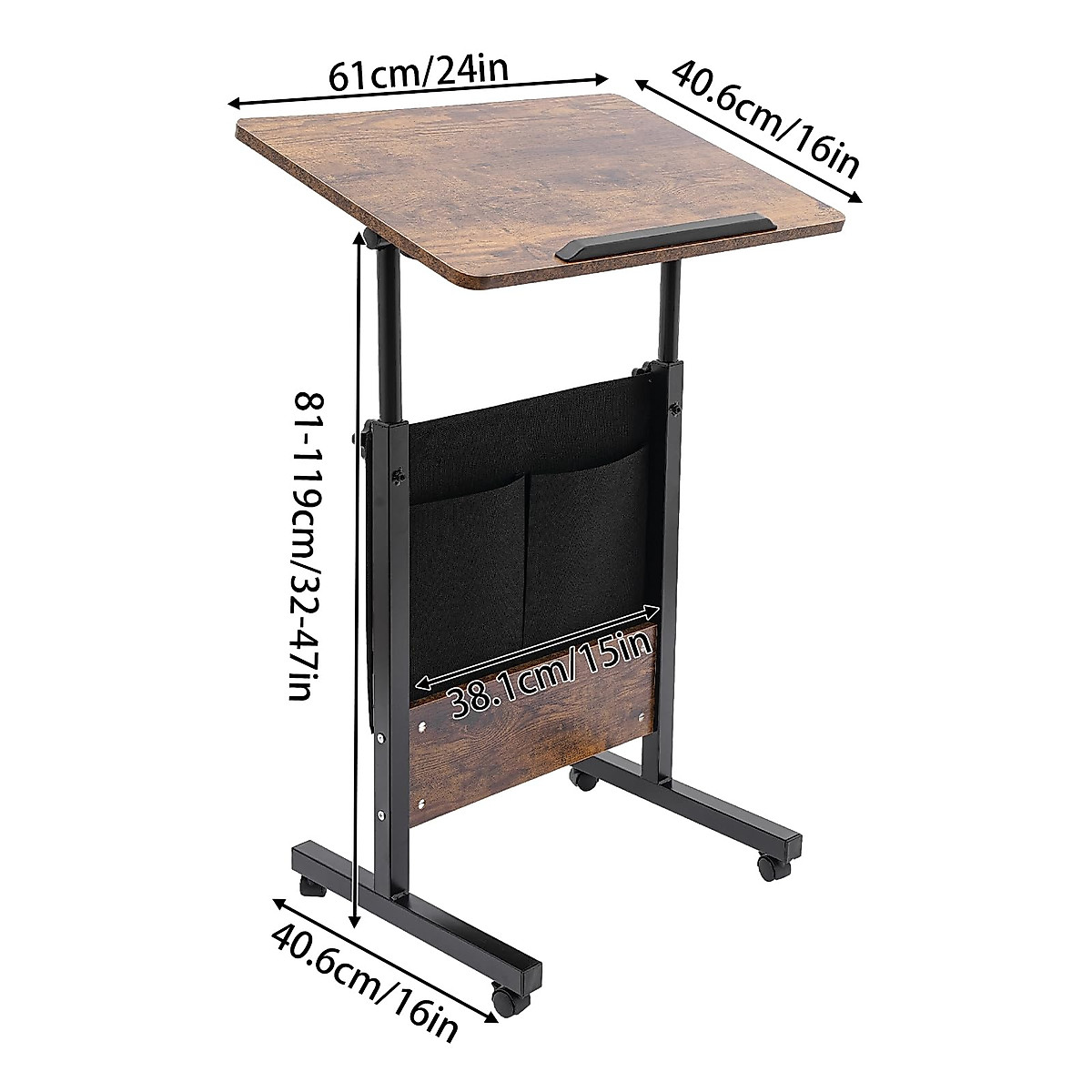 JUOPTGJ Adjustable Height Standing Desk,Adjustable Height Standing Desk,Small Portable Laptop Desk, Rolling Computer Stand with Adjustable Height for Place Your Computer, Laptop, Printer, Books