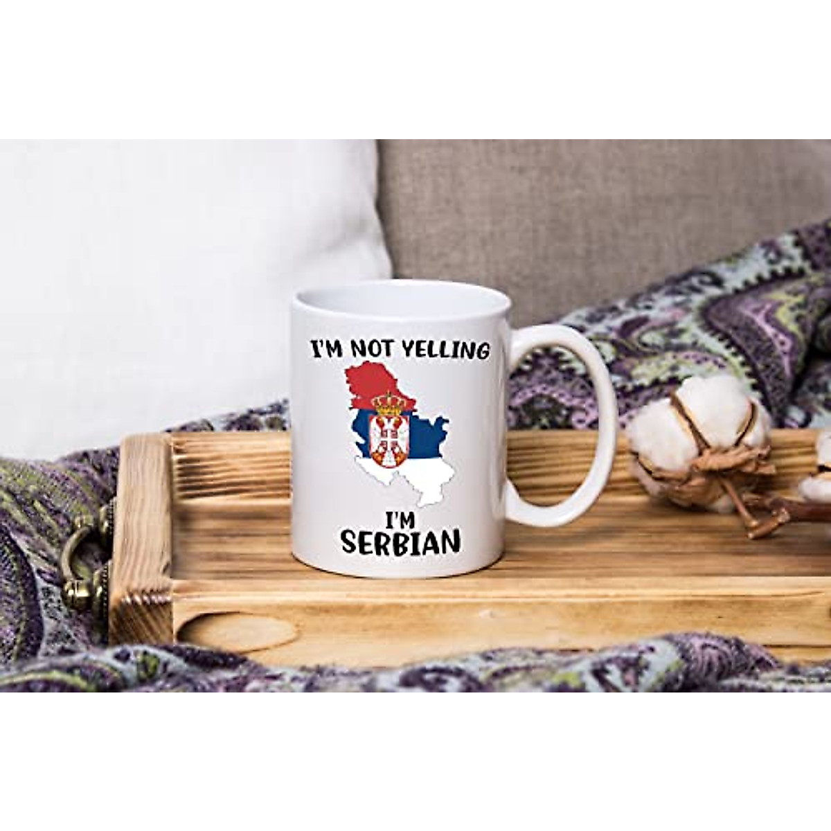 Funny Serbia Pride Coffee Mugs, I'm Not Yelling I'm Serbian Mug, Gift Idea for Serbian Men and Women Featuring the Country Map and Flag, Proud Patriot Souvenirs and Gifts