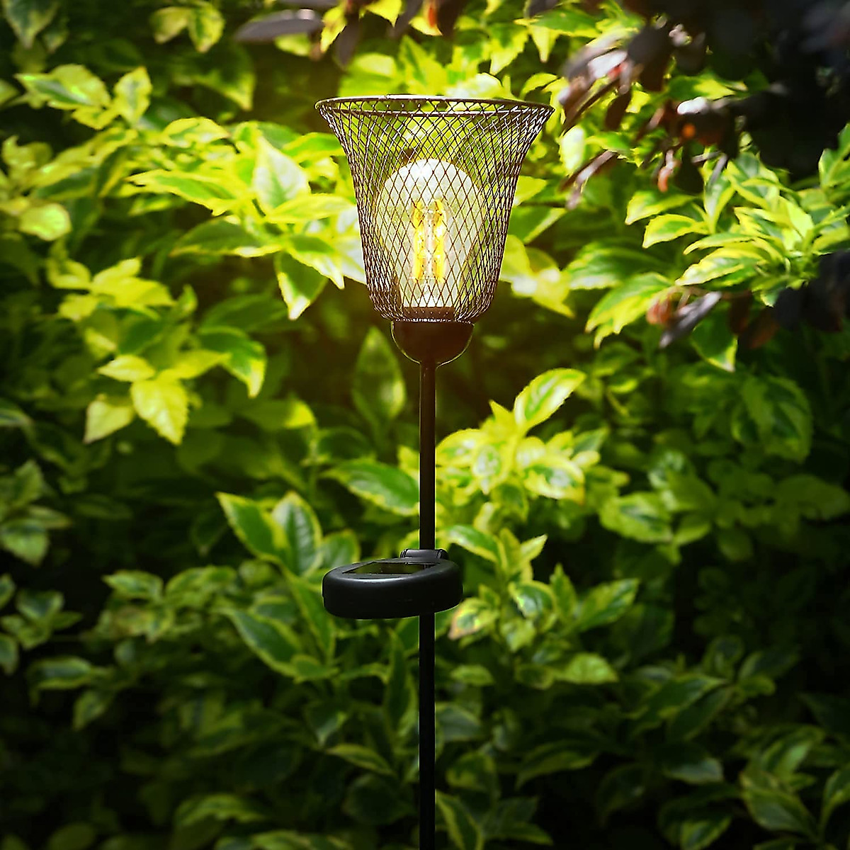 Solar Bulb Garden Light Stake - Metal Solar Bulb Stake with Warm White Edison Bulb Garden Art Lamp for Outdoor, Pathway, Yard, Lawn,Housewarming Gift