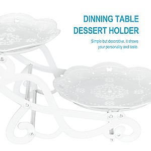 generic 2 Sets of 2- Tier White Dessert Cake Stand Pastry Stand Bicycle Cupcake Stand Cookie Tray Candy Fruit Plate and Trays for Wedding Home Birthday Party