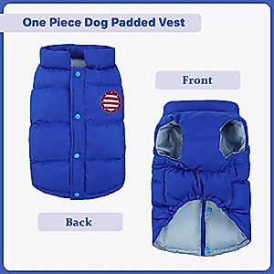 Kuoser Dog Winter Coat Padded Vest, Windproof Dogs Puffer Jacket, Warm Soft Puppy Cold Weather Clothes Doggie Insulated Outwear, Lightweight Pet Winter Outdoor Costume for Small Medium Dogs, XS-XL