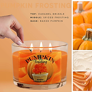 96NORTH Pumpkin Frosting Scented Candle | 3-Wick Large Jar Candle | 12 Oz Up to 40 Hours Burning Time | 100% All Natural Soy Wax Candle | Housewarming Gift for Women and Men
