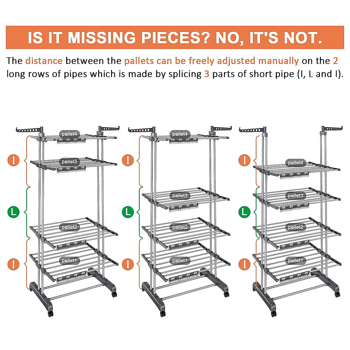 5 Tier Clothes Drying Rack Oversized, Foldable& Adjustable Height Rolling Clothes Rack Stainless Steel with 4 Castor, 32 Drying Poles,14 Hook& 4 Sock Clippers, Drying Rack Clothing for Indoor& Outdoor