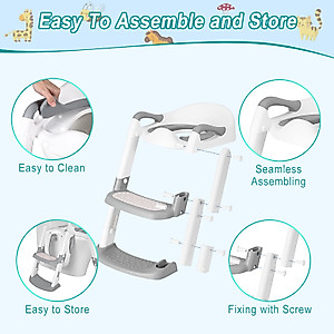 Ronipic Potty Training Toilet Seat with Anti-Slip Step Ladder, Toddler Toilet Seat Potty Training Toilet for Kids, Toddler Potty Seat for Toilet, Baby Toilet Potty Chair for Boys Girls