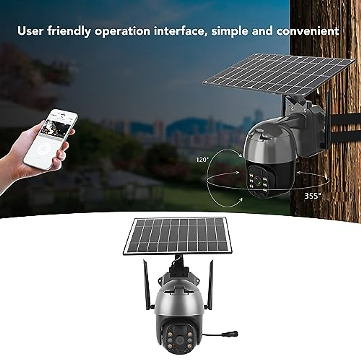 Solar Security Camera, WiFi Outdoor Camera, 4G Remote Control, PIR Motion Detection, Dual Light Source, Full Color Night Vision Camera, Home Surveillance Security Camera