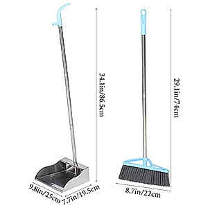 Ipetboom 1 Set Stainless Steel Trash Shovel Garbage Kitchen Broom Upright Pans Dog Waste Trash can Stand up Dustpan ladlebroom Deck kit Office Stainless Steel + Plastic Handheld Floor Brush