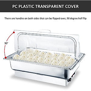 AIZYR Full Size Crystal-Clear Chafing Dish Cover, Roll Top Chafer Plastic Bakery Pan Display Cover Dustproof Lid (6 Pack) 21" x 13" x 6.7"