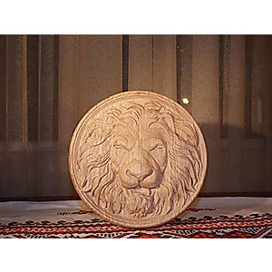 Lion Head Leo Carved Wood furniture appliques Furniture Onlay Wood rosette wood carvings Wall Hanging art