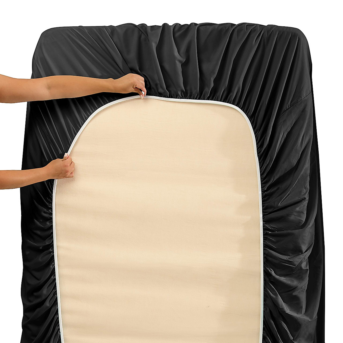 Hearth & Harbor Extra Deep Pocket Sheets - Fits Mattress 18-24 Inches Deep - Extra Deep Pocket Full Size Sheets Sets - 6 Piece Full Size Sheets - Full Sheets Deep Pocket - Black Sheets