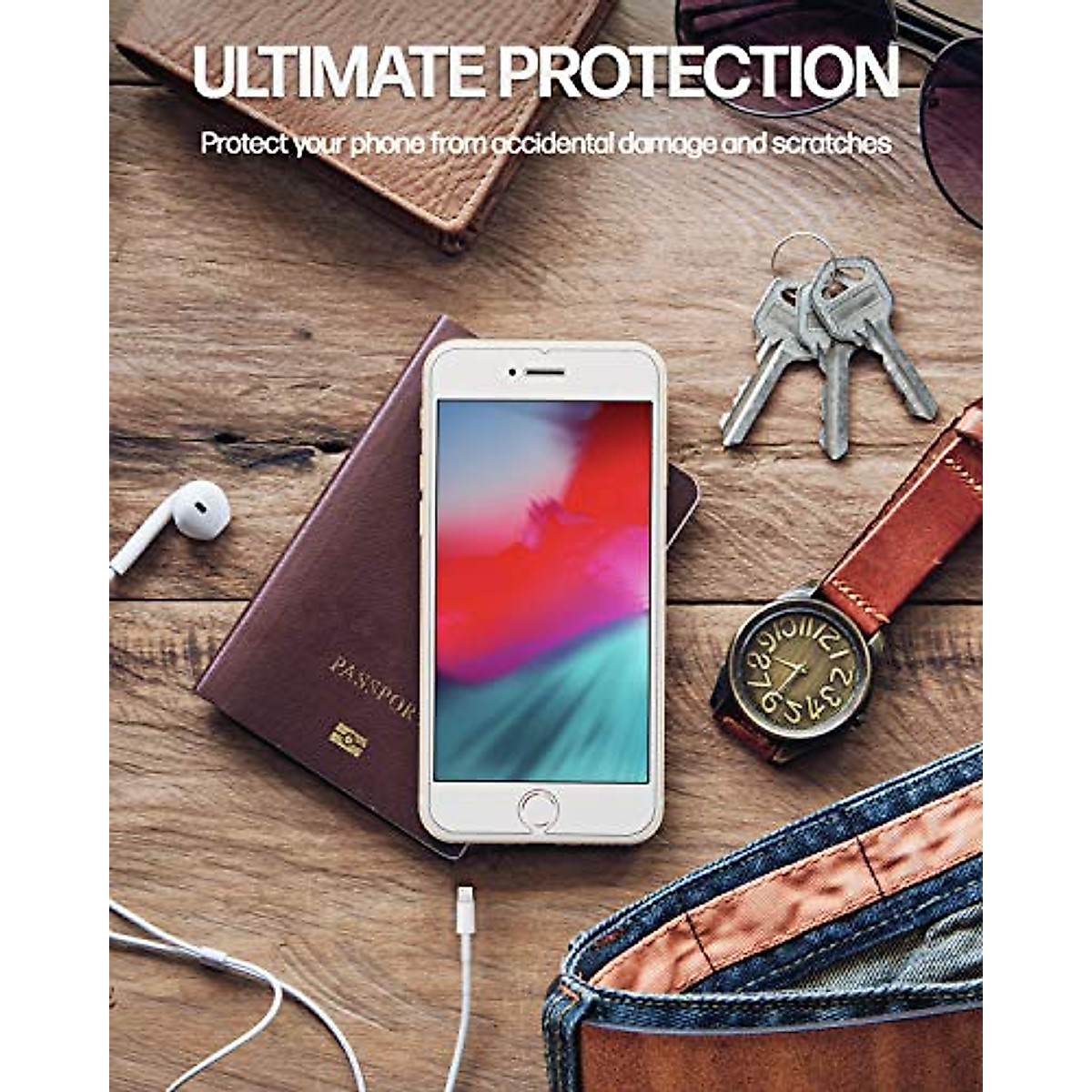 Power Theory Designed for iPhone 8 Plus Screen Protector/iPhone 7 Plus Screen Protector Tempered Glass [9H Hardness], Easy Install Kit, 99% HD Bubble Free Clear, Case Friendly, Anti-Scratch, 2 Pack