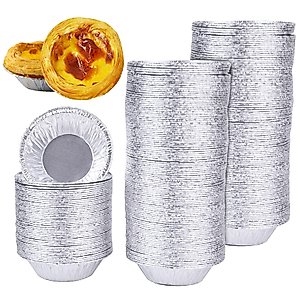 Yesland 500 Pack Aluminum Foil Egg Tart Molds, 2.8 Inch Disposable Pie Tins Pans and Tinfoil Cupcake Circular Baking Cup for Baking, Making Tarts, Quiche Pie, Caramel Pudding
