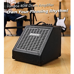 Vangoa Electric Drum Amp 40W Professional Drum Amplifier Speaker, 3 Inputs 3 Band EQ Wireless Electronic Drum Monitor, Keyboard Speaker, Black