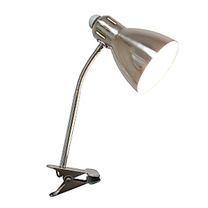 Simple Designs LD2016-BSN Adjustable Flexible Gooseneck Clip Light Desk Lamp, Brushed Nickel
