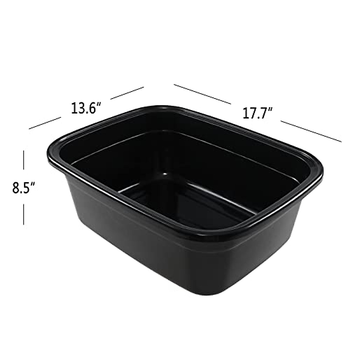 HOMMP 3-Pack 18 Quart Large Dishpan Wash Basin, Commercial Tote Bus Boxes