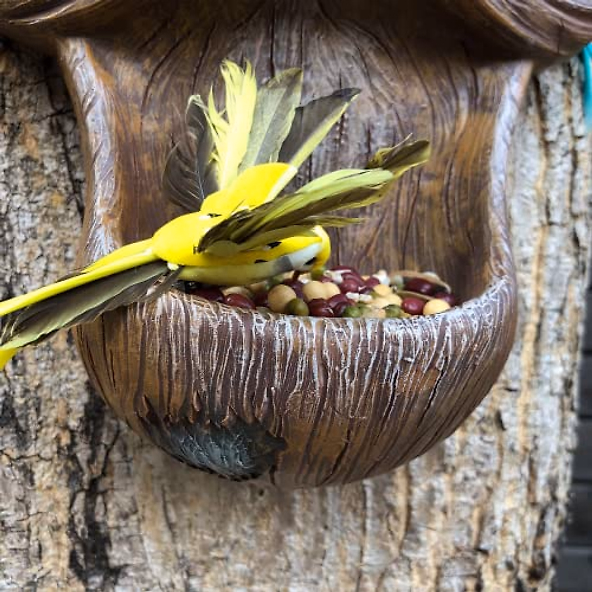 ALLADINBOX Tree Face Birdfeeder - Old Man with Glowing Eyes in Dark Outdoor Tree Hugger Sculpture - Whimsical Garden Decoration and Wild Birdfeeder Yard Art