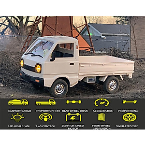 Apawband WPL D12 RC Car 1/10 RC Drift Car RTR Remote Control Car, Kei Truck Crawler Off Road 2.4G with Proportional Throttle Steering 260 Motor Rear Drive Hobby Grade Toy Adult Age 16+