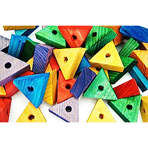 Parrot Toys 50 Triangles Colored Wooden Woods Parts for Birds Cockatoo Amazon