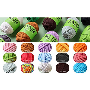 Crochet Yarn for Beginners, Cotton-Nylon Blend Beginner Yarn for Crocheting with Easy-to-See Stitches -Crochet Kits Yarn，Worsted-Weight Medium #4,3 Pack Cotton Yarn with Hook(3 * 50g) Pink Yarn