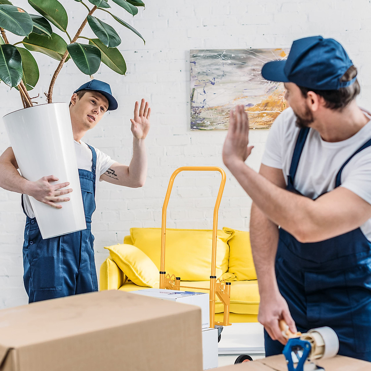 Relaxdays Stair Climbing Hand Truck, Folding Cart, up to 50/150 kg, Solid Rubber Tyres, Height Adjustable, Yellow, 124 x 54 x 77 cm