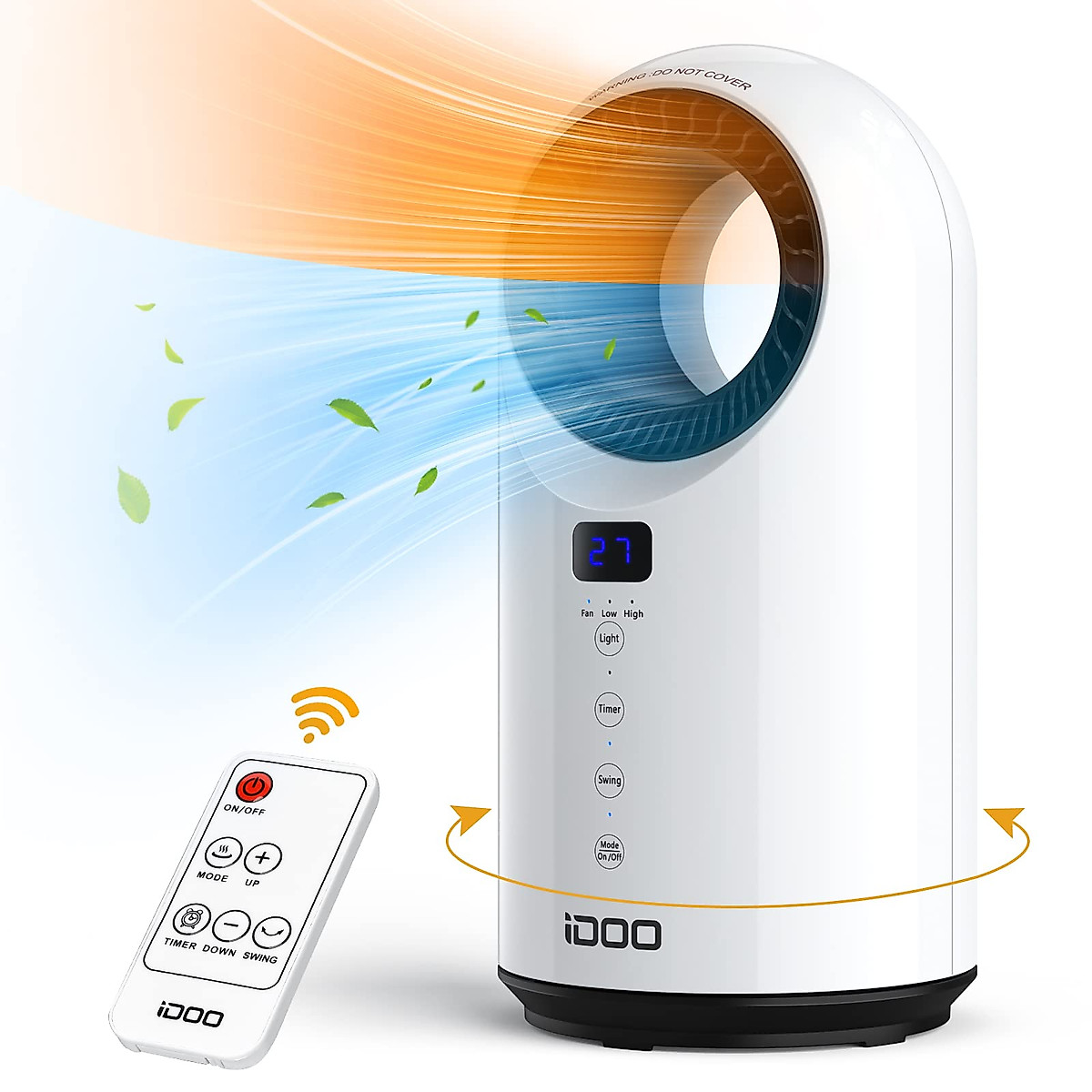 iDOO Electric Space Heater for Indoor Use with Remote, Portable PTC Ceramic Heaters for Bedroom, 1500W Fast Heating for Large Room/Office, Safe & Quiet for Home, 12H Timer, Oscillation, LED Display