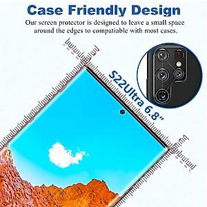 Samcorn [2+2 Pack] Galaxy S23 Ultra Screen Protector, 9H Tempered Glass, Ultrasonic Fingerprint Support, 3D Curved, HD Clear Scratch Resistant for Samsung Galaxy S23 Ultra 5G Glass Screen Protector