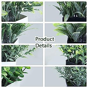 Fake Plants Mini Potted Artificial Plants, set of 8 Pack fake Plastic Eucalyptus Houseplants Greenery in Pot, Small Faux Plants Decor for Bathroom Home Office Farmhouse Desk Shelf(white,black)