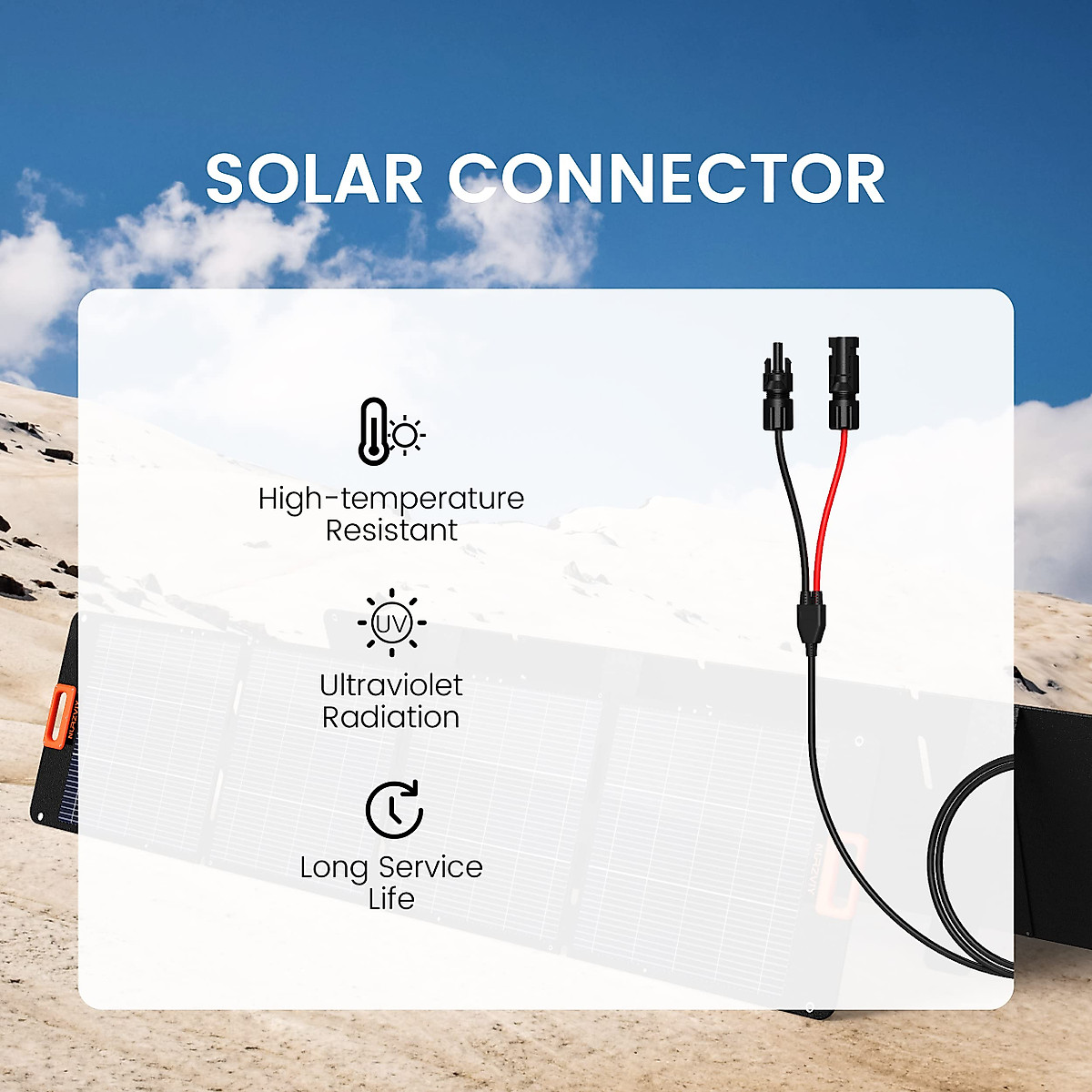 Nurzviy SolarEpoch 3-in-1 Solar Panel Connector Extension Cable Splitter, Compatible with Anderson Connector DC 8mm Adapter XT60 Female Connector