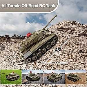 Remote Control Tank for Kids, M41A3 American Army Battle Tank, Programmable RC Tanks with Lights & Realistic Sounds, RC Military All Terrain Off-Road Vehicles, Great Gift Tank Toy for Boys