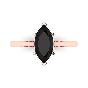 1.50 ct Marquise Cut Solitaire Natural Black Onyx Engagement Wedding Bridal Promise Anniversary Ring 18K Rose Gold Size 5