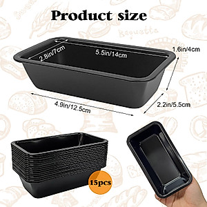 Foxtell 15 Pcs Nonstick Carbon Steel Baking Bread Pan Mini Loaf Pan for Baking Bread Small Banana Bread Tins Non Stick Tiny Meatloaf Pan for Homemade Bread Kitchen Baking Pan Tin, 6.1 x 3.3 x 2.1