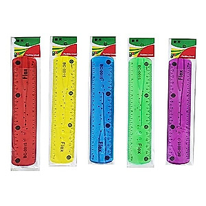 BELOWSYALER Flexible Ruler,2Pcs Color Flexible Rulers Soft Bendable Plastic Rulers Duals Scale Bendable Flexible Rubber Rulers Clear Straight Ruler