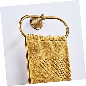 DOITOOL 2pcs Suction Towels Round Self Heavy Hotel Wall Hook Adhesive Angle Ring As Holder Antique Rod and Hand Simple Oval Kitchen Brushed Hooks Mounted Brass Hangers Rings