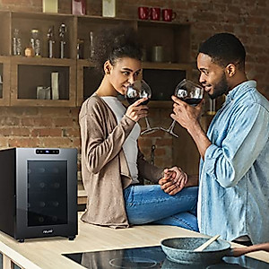 NewAir Shadow-T Series Wine Cooler Refrigerator | 12 Bottle | Countertop Mirrored Compact Wine Cellar with Triple-Layer Tempered Glass Door | Vibration-Free & Ultra-Quiet Thermoelectric Cooling