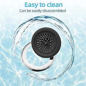 Stainless Silicone Kitchen Set of 2 Sink Strainer, Flexible Silicone Kitchen Sink Drainers, Large Wide Rim 4.5 inch Diameter