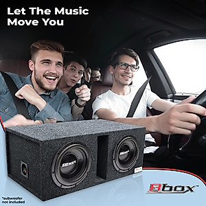 Atrend Bbox Dual Vented 10 Inch Subwoofer Enclosure - Car Subwoofer Boxes & Enclosures - Premium Subwoofer Box Improves Audio Quality, Sound & Bass - Red & Black Spring Terminals - Charcoal