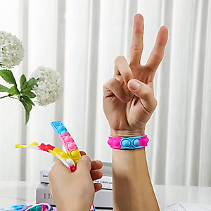 WQFXYZ 30 PCS 20PCS Push Pop Fidget Toy Fidget Bracelet, Durable and Adjustable, Multicolor Wristband Push Pop Stress Relief Sensory Fingertip Toys for Kids and Adults (20 PCS)
