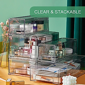 Yatmung 2 Pack | Large - Stackable Fridge Drawers - Clear drawer pull out refrigerator organizer bins - Food, Pantry, Freezer, Plastic kitchen organizing - Fridge organization and storage containers