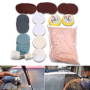 34Pcs/Set Glass Polishing Kit, Deep Scratch Remover | Multifunctional Cerium Oxide Polishing Powder Polishing Pad And Wheel for Window Repair