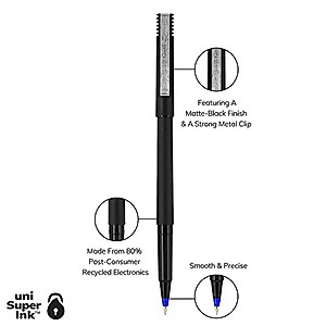 Sanford Uniball Roller Stick Pen, 0.5Mm Micro Point, Blue Ink, Dozen (60153)