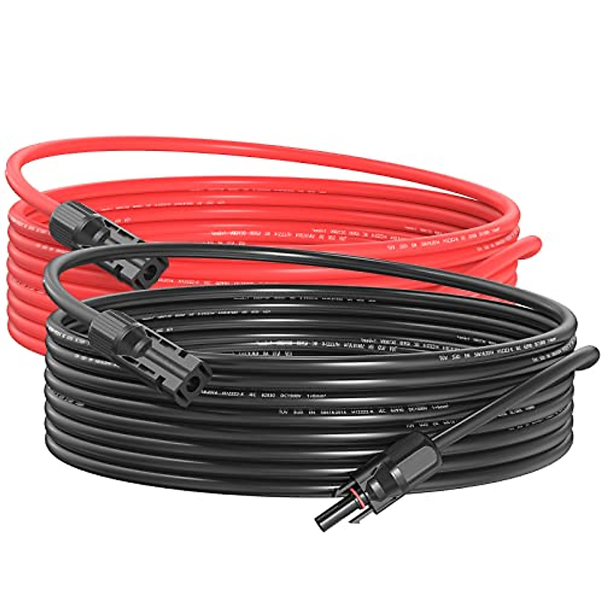 10AWG Solar Extension Cable 10 Feet, 10 Gauge Solar Panel Cables 10FT for Solar Systems, Car, RVs, and Boats, Tinned Copper PV Wire Ends with Solar Connector (10ft Red+10ft Black)